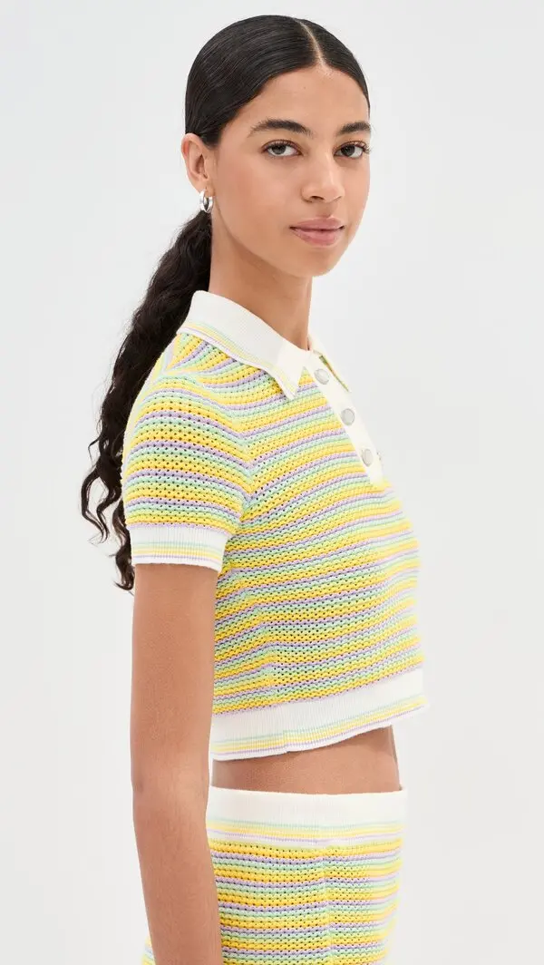 Casablanca Striped Knit Polo Shirt