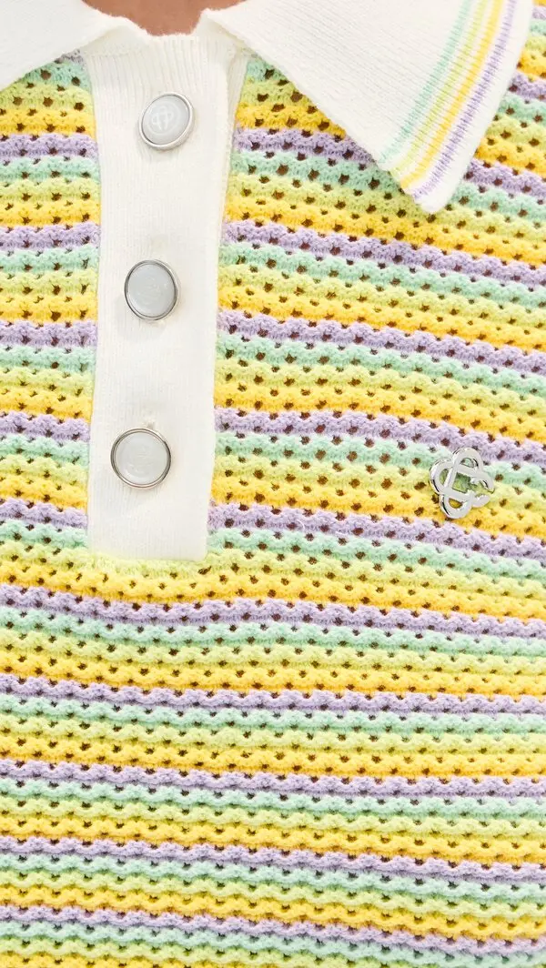 Casablanca Striped Knit Polo Shirt