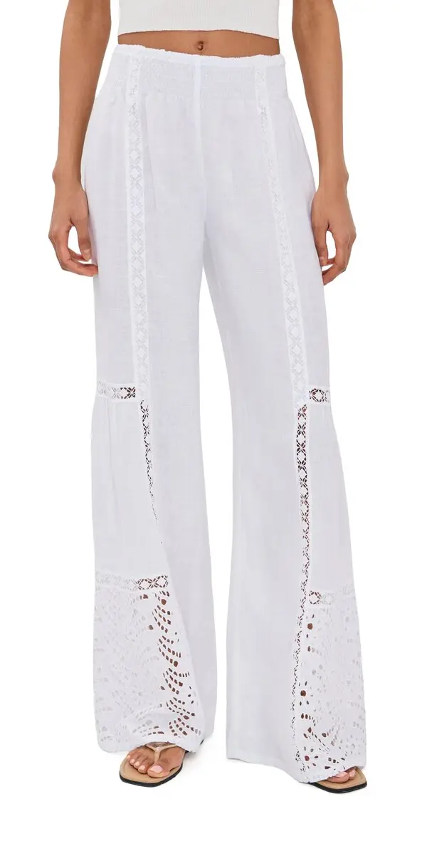 Temptation Positano Cervaro Wide Leg Linen Pants - White