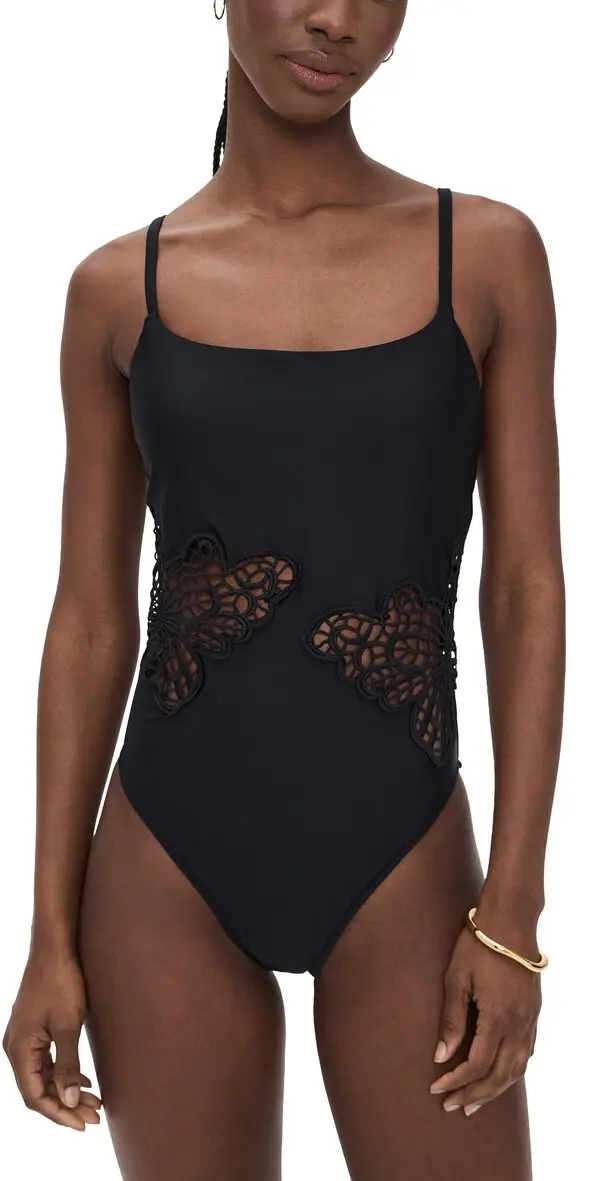 L'Agence Remi Crochet One-piece Swimsuit - Black