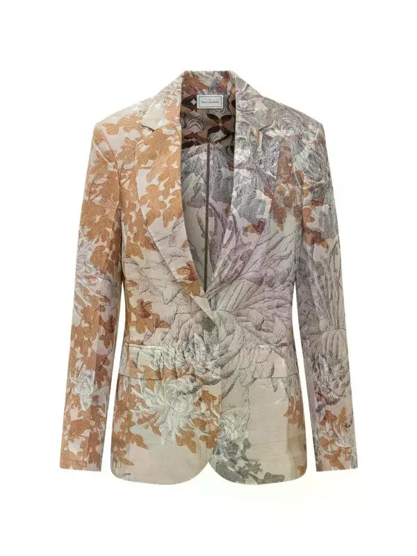 PIERRE-LOUIS MASCIA Floral-print Silk Jacket - Neutrals