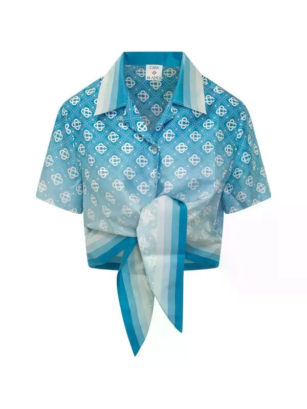 Casablanca Diamond Monogram Knotted Shirt - Blue