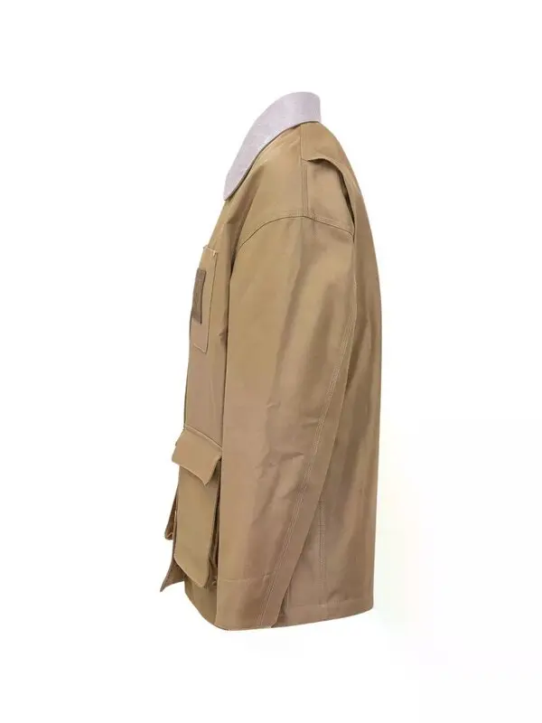 Casablanca Leather-collar Patch-pocket Jacket - Neutrals