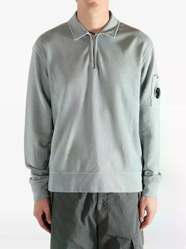 C.P. COMPANY Malfilè Fleece Sweater With Lens Detail - Grey