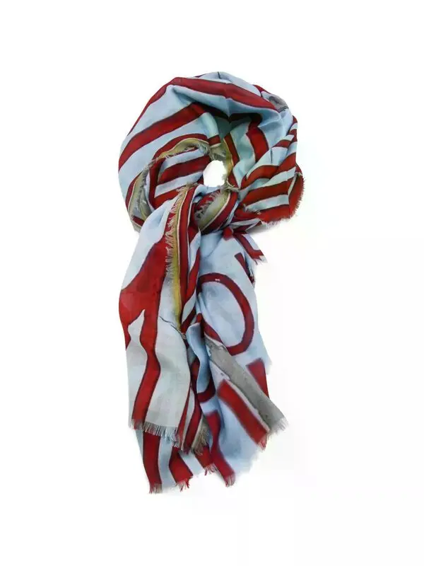 TALKING WALLS Pop Corn Silk Printed Scarf - Blue