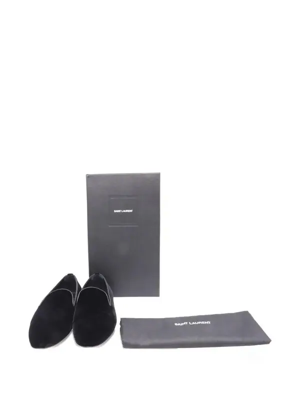 Saint Laurent Velvet Smoking Slippers - Black
