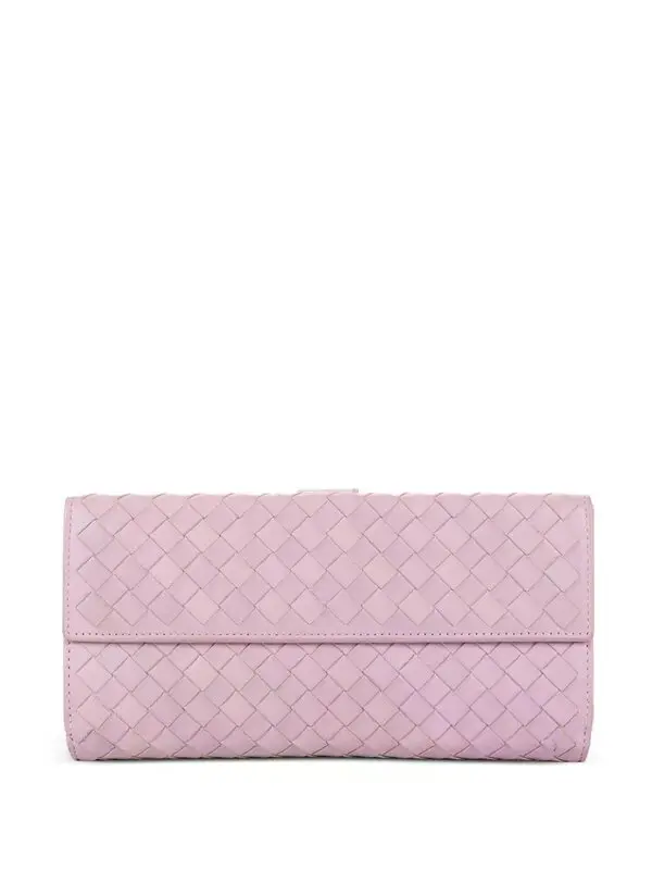 Bottega Veneta Intrecciato Weave Foldover Wallet - Purple