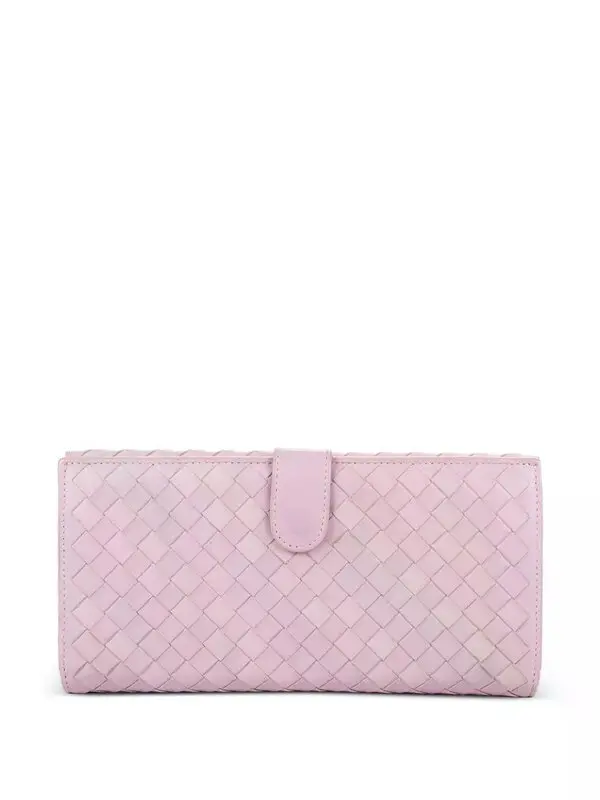 Bottega Veneta Intrecciato Weave Foldover Wallet - Purple