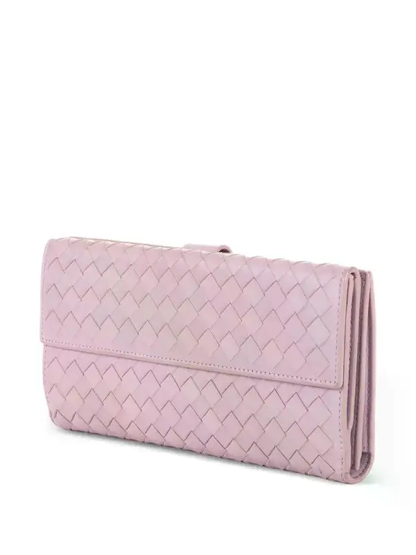 Bottega Veneta Intrecciato Weave Foldover Wallet - Purple