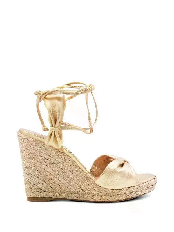 AQUAZZURA Metallic Leather Espadrille Wedges - Gold