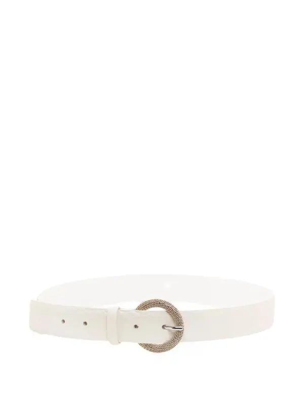 ORTIGNI Pebbled-texture Belt With Round Buckle - White