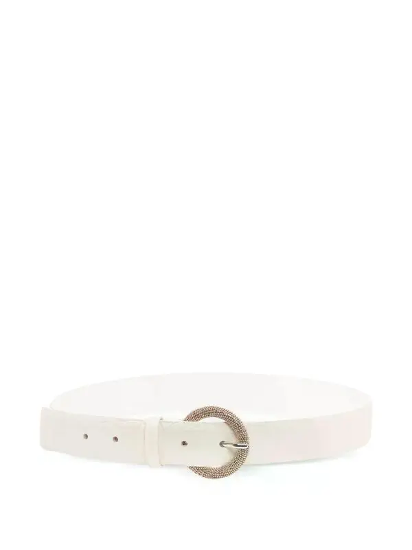 ORTIGNI Pebbled-texture Belt With Round Buckle - White