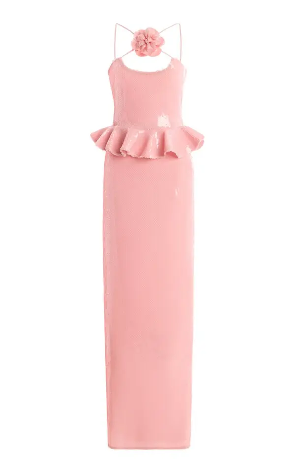 RODARTE Sequined Peplum Gown - Pink