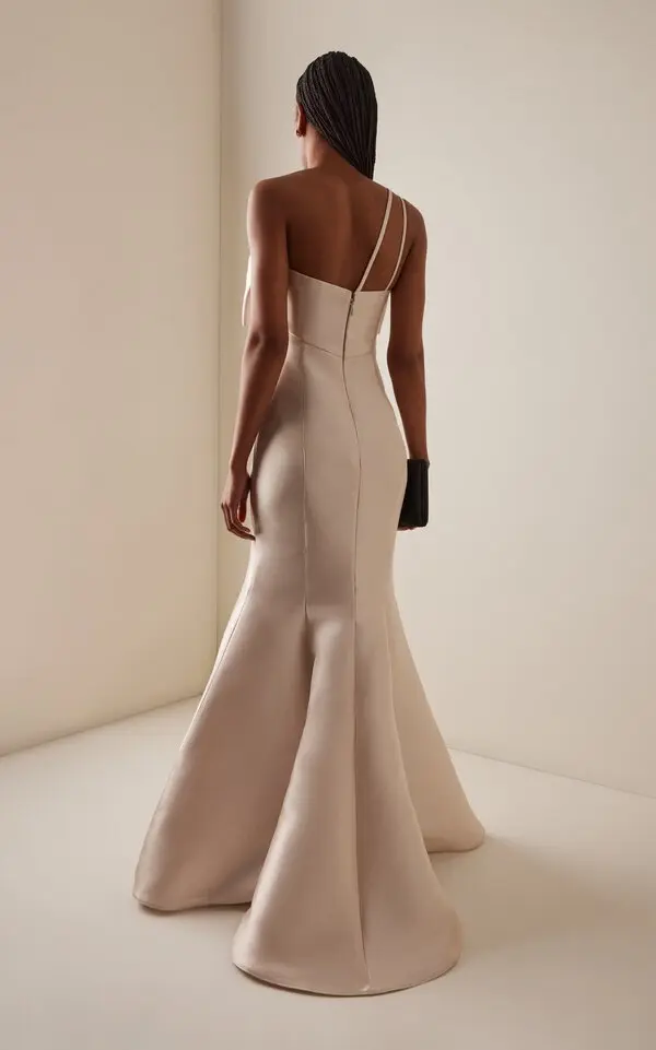 Amsale Mikado Bow-embellished Gown