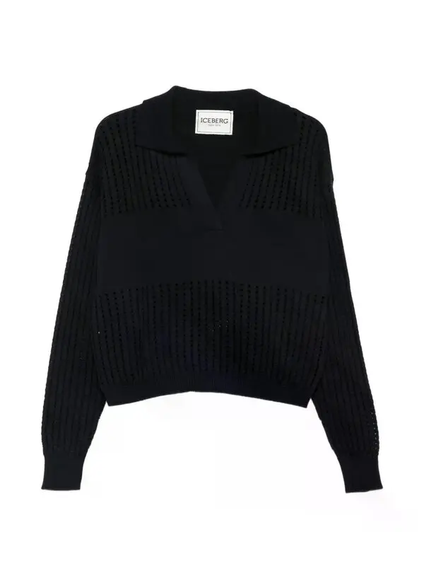 Iceberg Polo-collar Open Knit Sweater