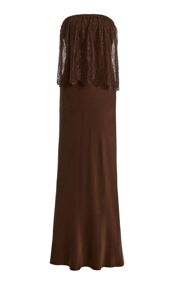 THIRD FORM Strapless Lace Maxi Dress - Brown