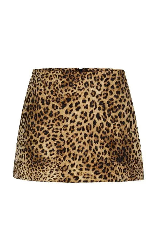 Source Unknown Anouk Leopard Cotton-blend Mini Skirt - Brown