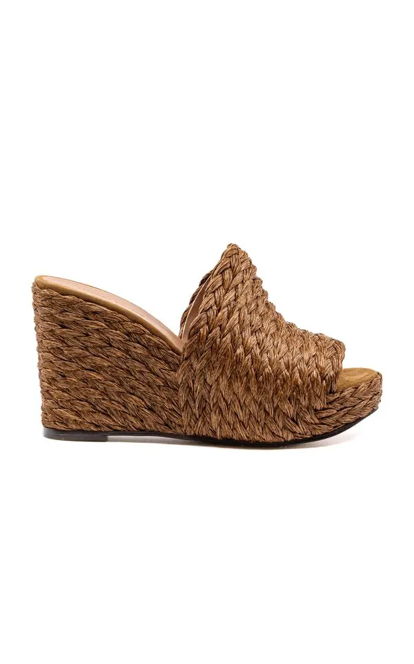 ANDREA GOMEZ Exclusive Gloria Raffia Wedge Sandals - Brown