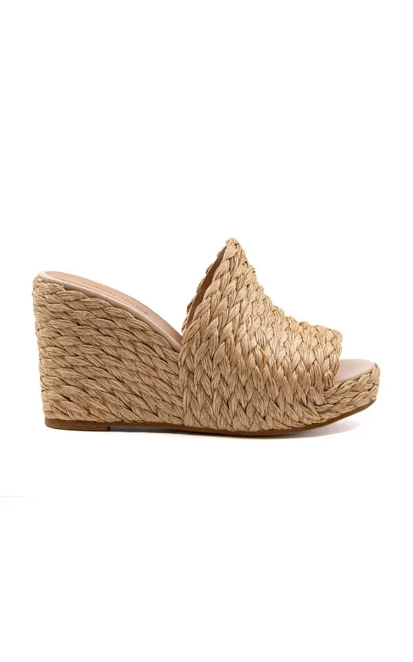 ANDREA GOMEZ Exclusive Gloria Raffia Wedge Sandals - Neutral