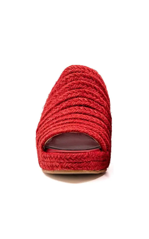 ANDREA GOMEZ Gloria Raffia Wedge Mules