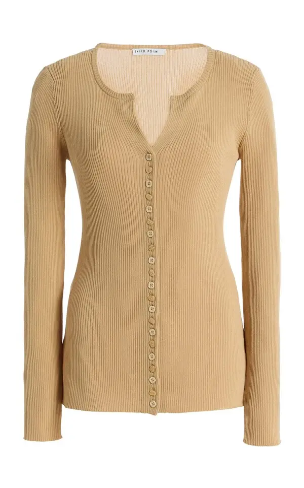 THIRD FORM Ribbed Knit Button-detailed Cardigan - Neutral