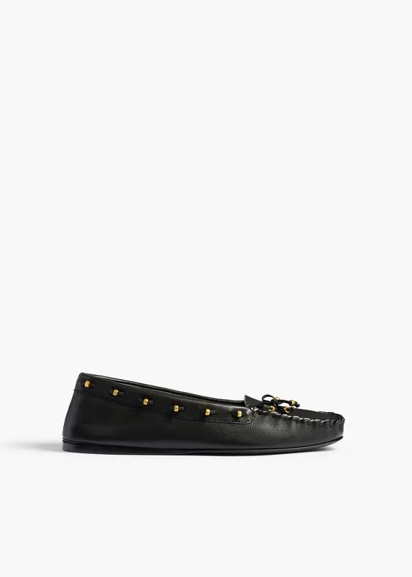 Khaite Milly Flat In Pebbled Leather - Black