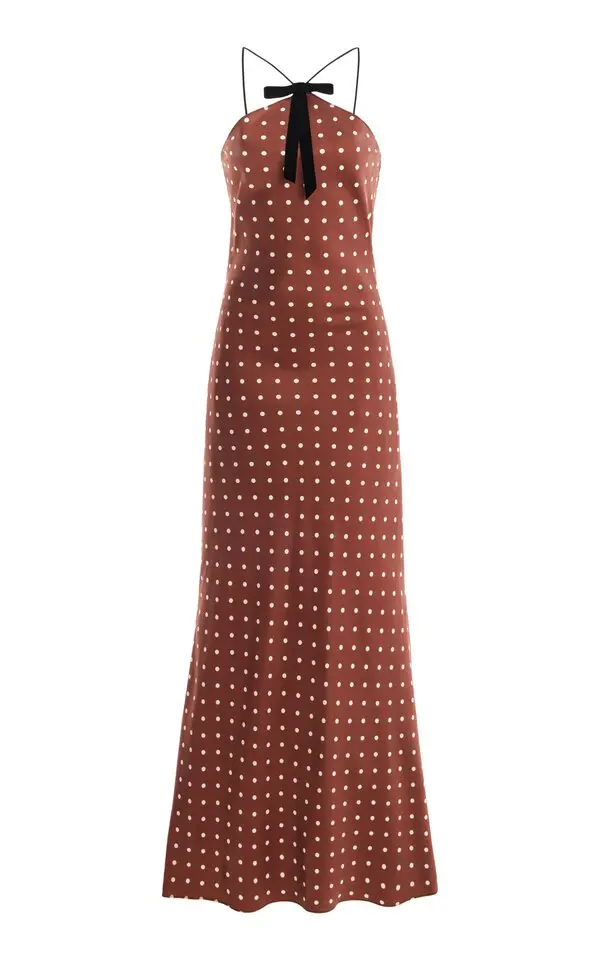 RODARTE Polka-dot Silk-twill Midi Dress - Brown
