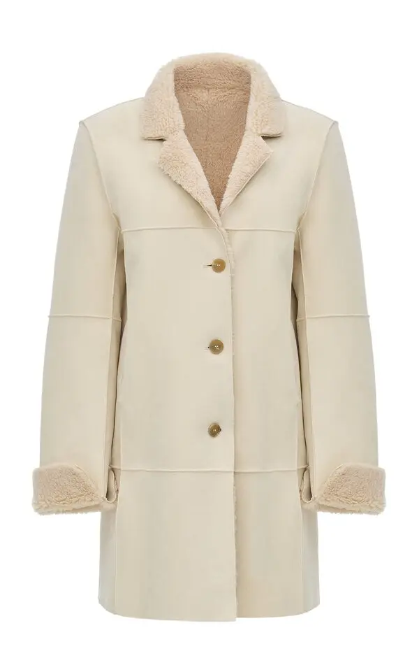 Source Unknown Odera Reversible Shearling Coat - Neutral