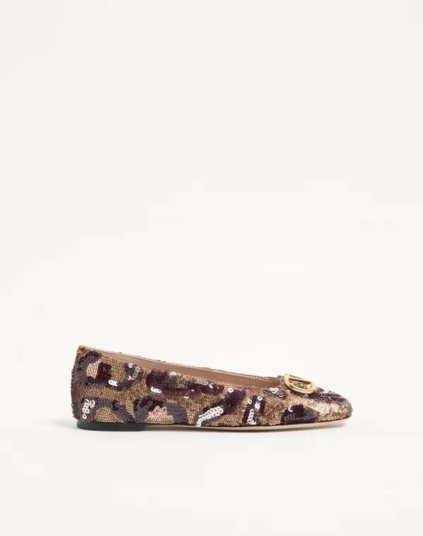 Valentino Garavani Vlogo Signature Animalier Ballerinas - Brown/multicolour