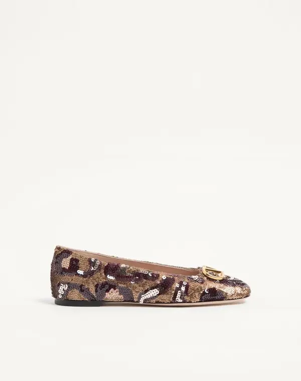 Valentino Garavani Vlogo Signature Animalier Ballerinas - Brown/multicolour
