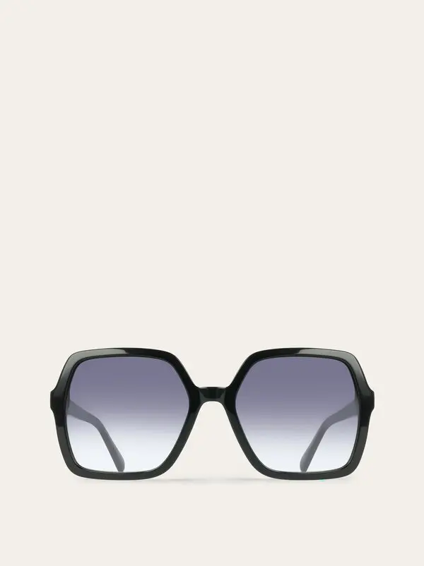 FERRAGAMO Square Frame Sunglasses With Gancini Detail - Black