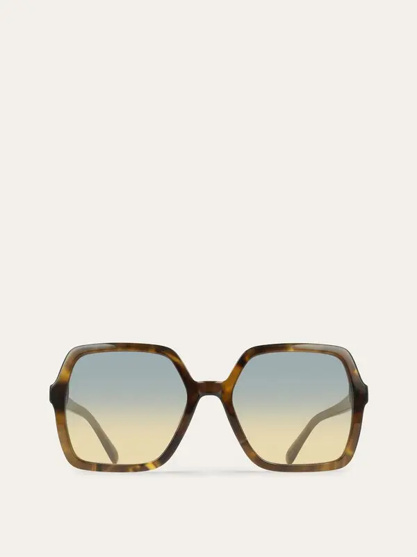 FERRAGAMO Square Frame Sunglasses With Gancini Detail - Green