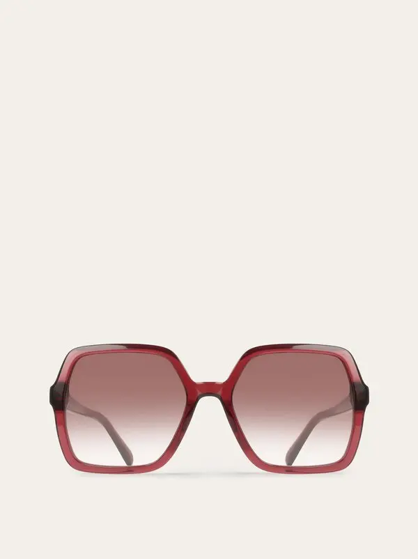 FERRAGAMO Square Frame Sunglasses With Gancini Detail - Red