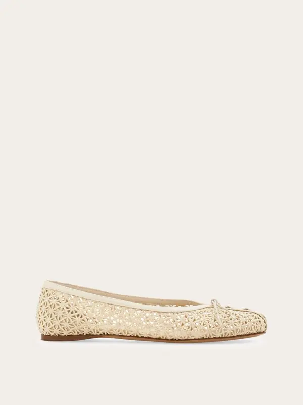 FERRAGAMO Lace Ballerina Flat - White