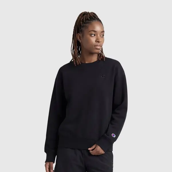 Champion Powerblend Crewneck Sweatshirt, Small C - Black