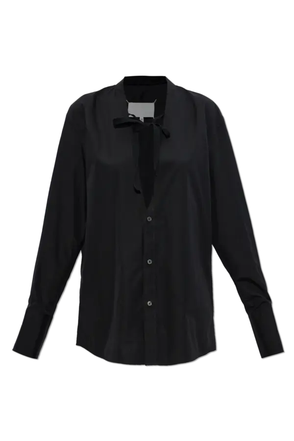 MAISON MARGIELA Shirt With Decorative Tie - Black