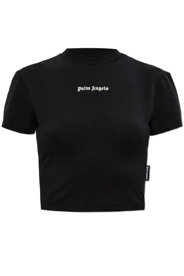 Palm Angels Short Top With Logo - Black