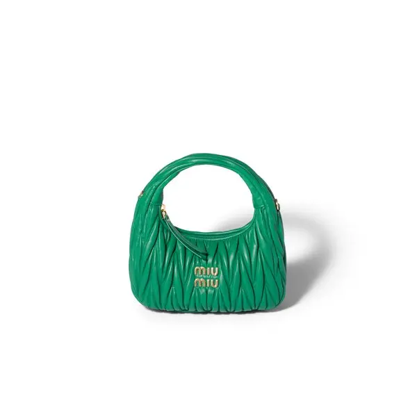 Miu Miu Wander Matelassé Nappa Leather Hobo Bag - Mango