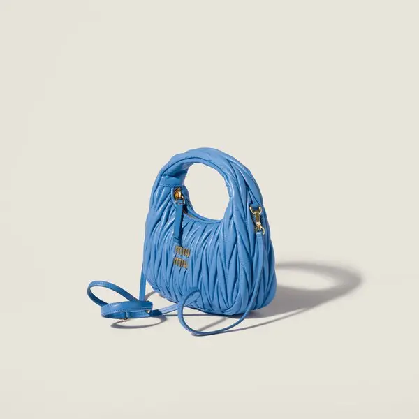 Miu Miu Wander Matelassé Nappa Leather Hobo Bag - Wave Blue