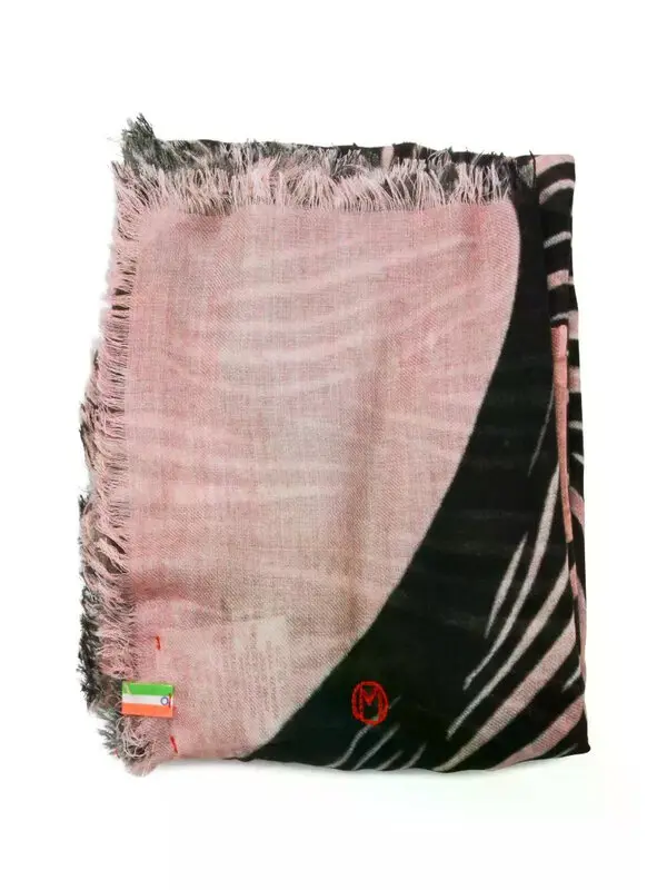 TALKING WALLS Graphic-print Frayed Scarf - Pink