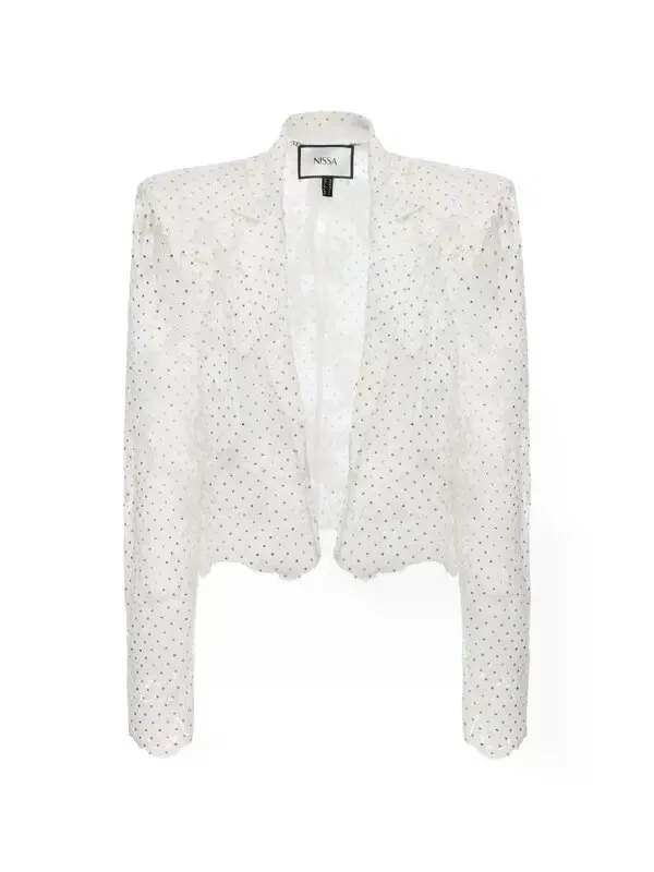 NISSA Embellished Lace Blazer - White