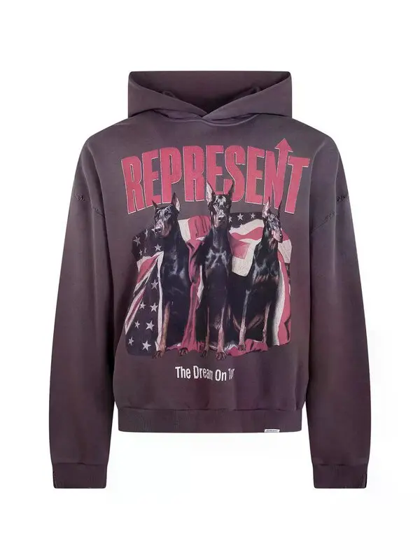REPRESENT Graphic-print Cotton Hoodie - Black