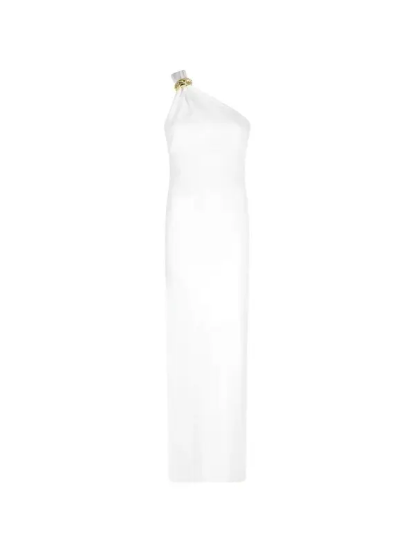 Elisabetta Franchi One-shoulder Dress With Hardware Detailing - White