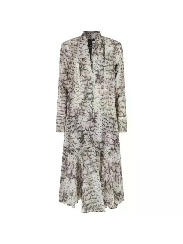 Pinko Snakeskin-print Tiered Dress - Neutrals