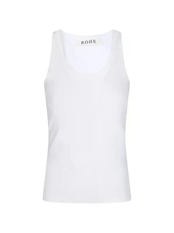 RÓHE Ribbed Scoop-neck Top - White