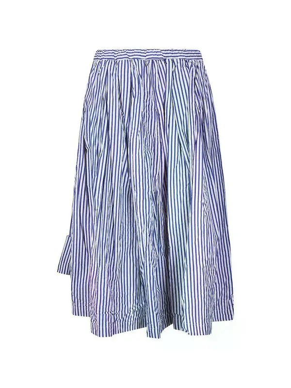 Comme Des Garçons Striped Pleated Midi Skirt - Blue