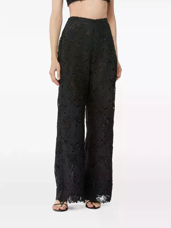 Waimari Floral Lace Wide-leg Trousers - Black