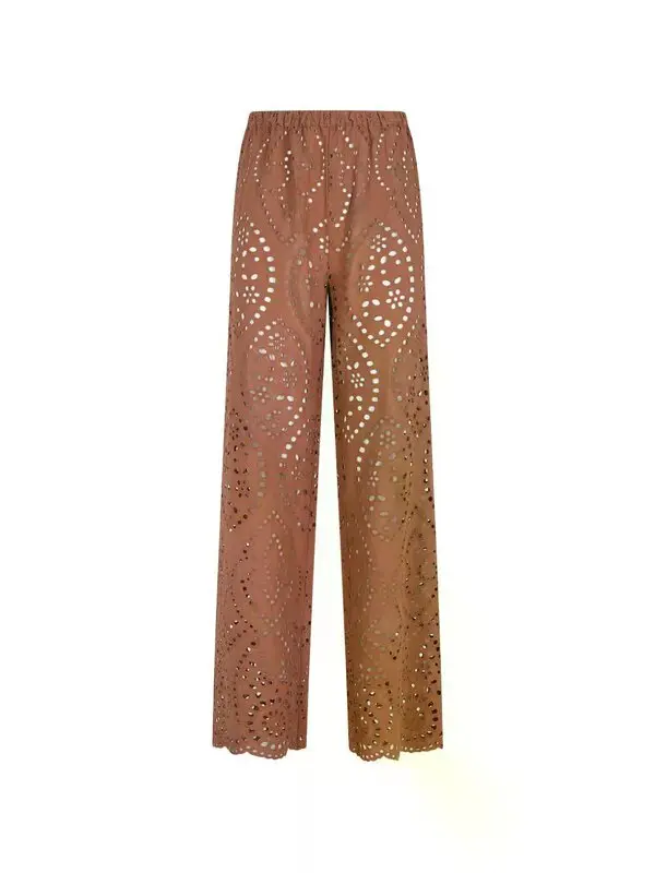 MC2 SAINT BARTH Inez Broderie Anglaise Palazzo Pants - Brown