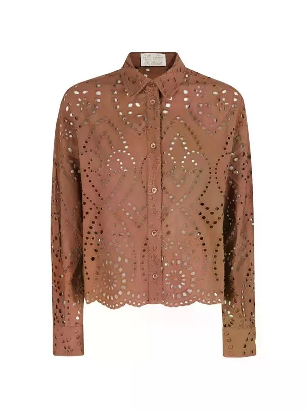 MC2 SAINT BARTH Oriane Broderie Anglaise Shirt - Brown