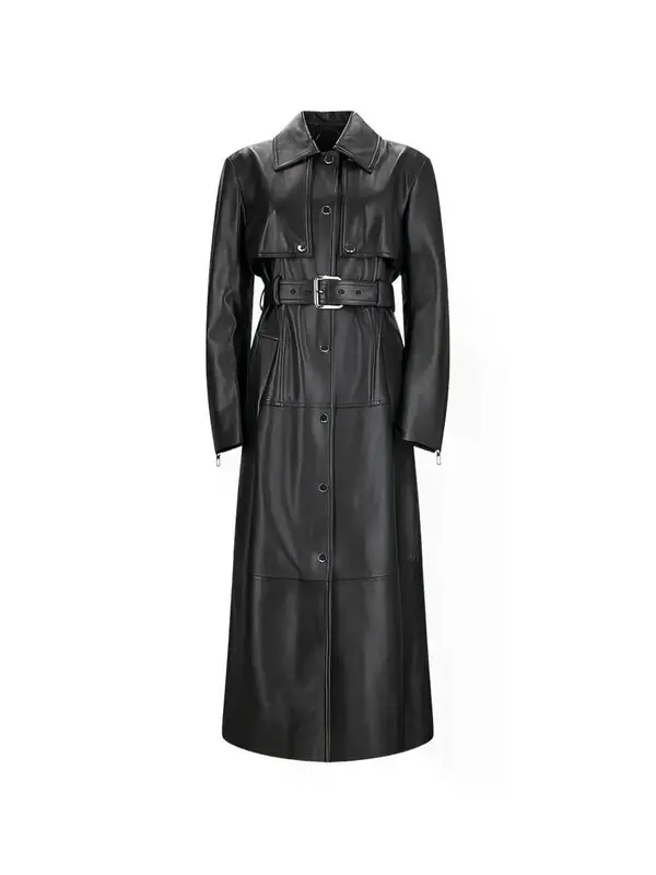 Max Mara Leather Two-piece Trench Coat - Black